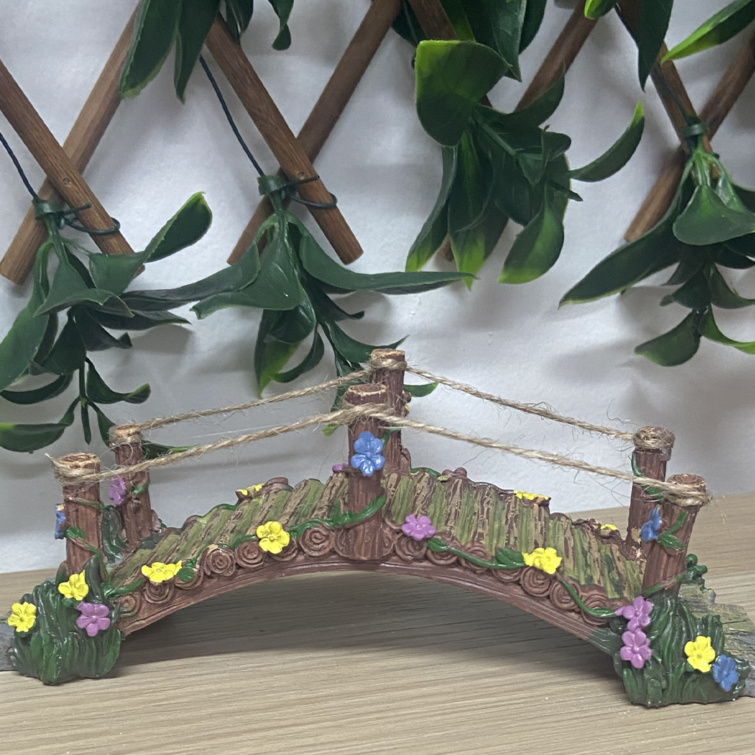 20cm Magical Fairy Garden Bridge with Rope and Flowers – The Fairy Shop