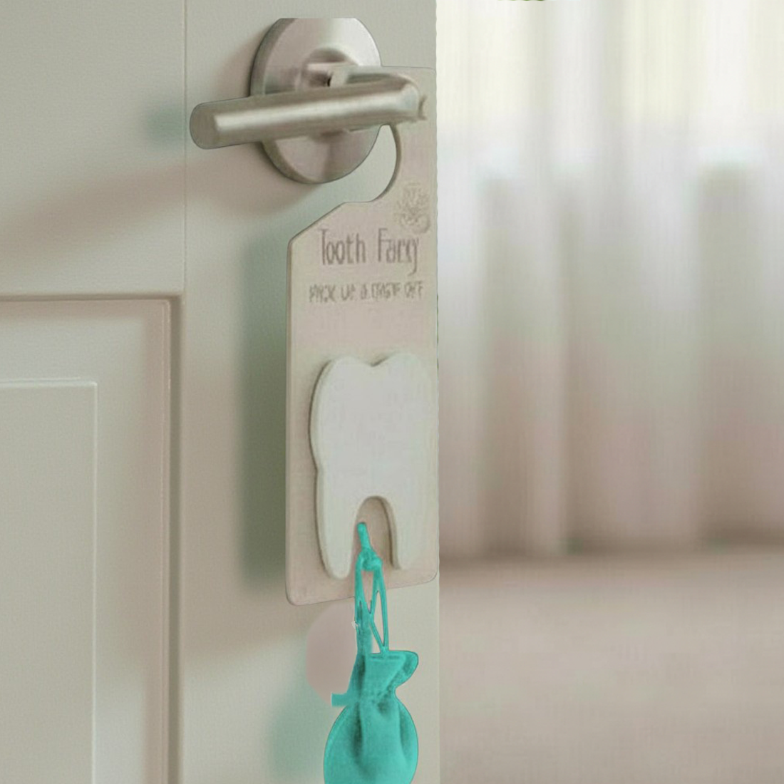 3 Piece Turquoise Tooth Fairy Door Hanger With Pouch and Bottle Set ...