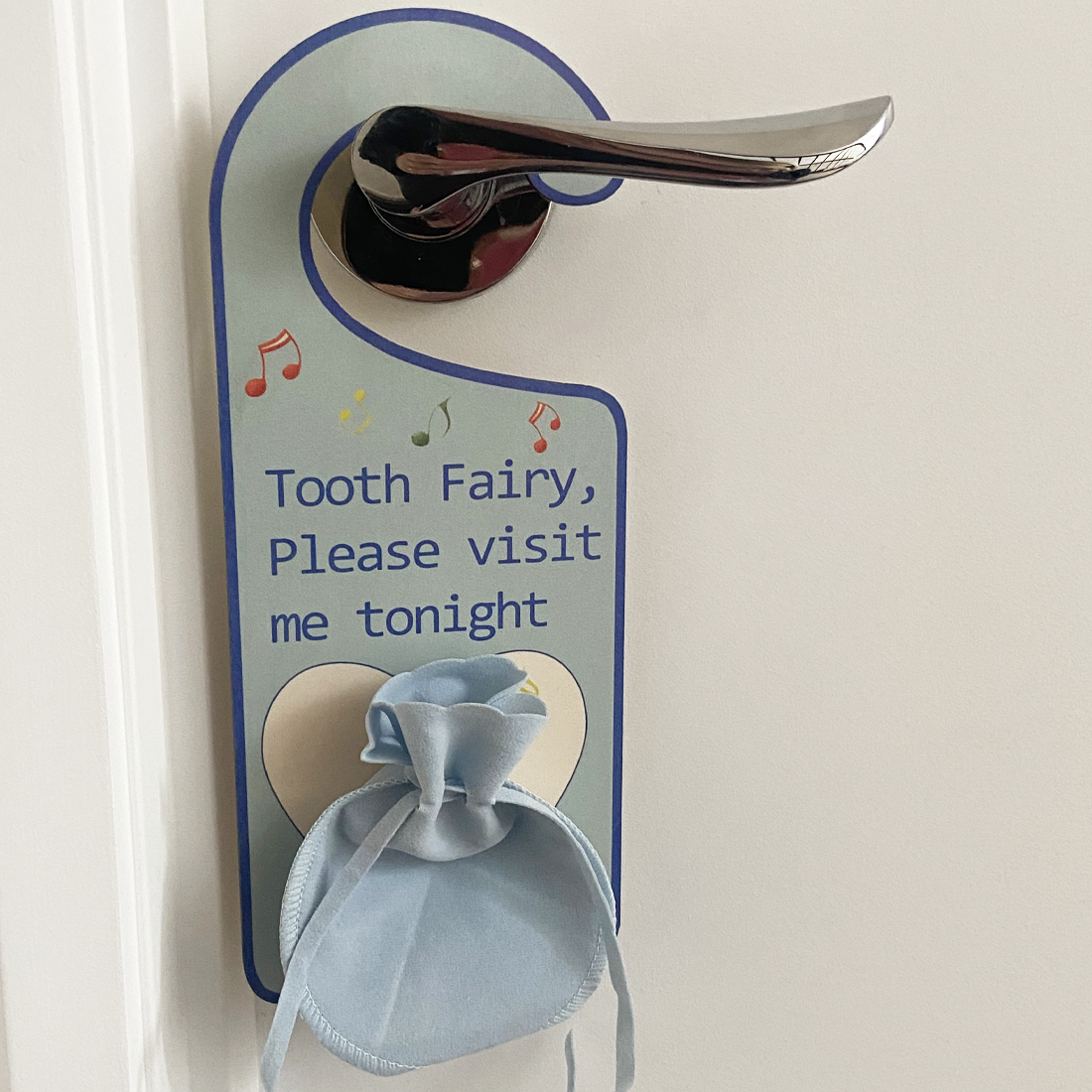 Blue Tooth Fairy Door Hanger With Pouch – The Fairy Shop