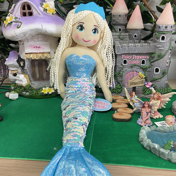 Cotton Candy Shelly The Blue Iridescent Flip Sequined Mermaid Doll ...
