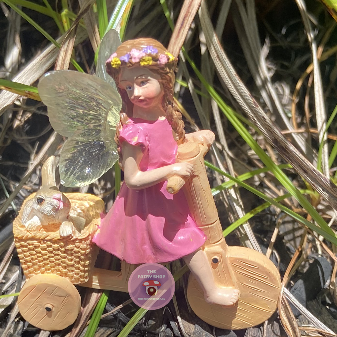 Fairy on a Bicycle with Bunny Figurine – The Fairy Shop