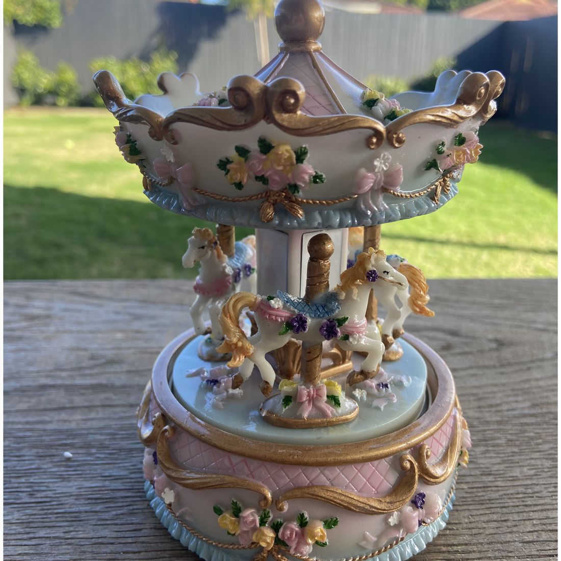 Pastel Musical Carousel 3 Horses – The Fairy Shop