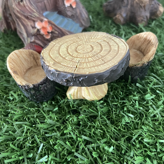 Set of 3 Rustic Fairy Garden Table and Chairs – The Fairy Shop