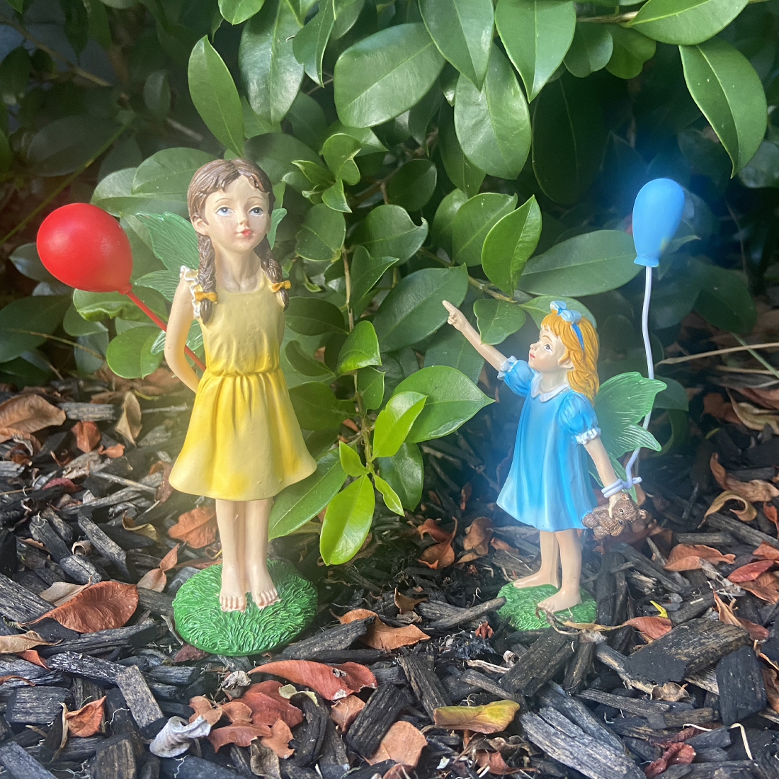 Two Fairy Sister Figurines With Balloons – The Fairy Shop
