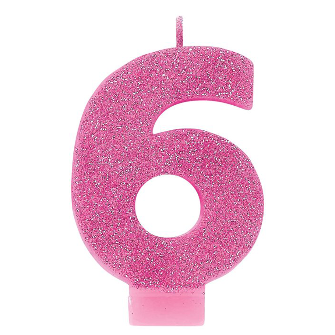 No. 6 Pink Glitter Numeral Pink Candle – The Fairy Shop